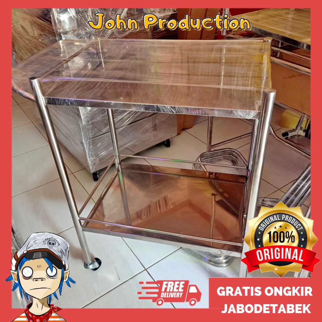 Jual Trolley Instrumen 2 Rak / Meja Troli instrumen pasien 2 Rak ...