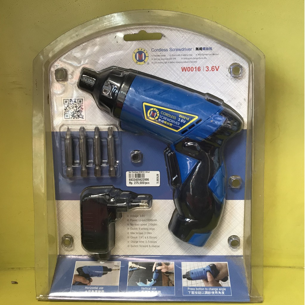 Jual Mesin Bor Obeng Listrik Tanpa Kabel - Cordless Screwdriver C-Mart ...