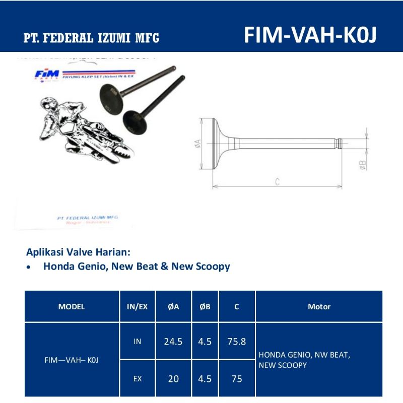 Jual Payung Valve Klep Set Honda Genio, New Beat, New Scoopy | Shopee Indonesia