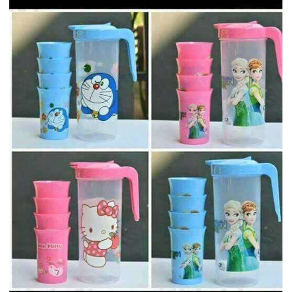 Jual TEKO SET 4 GELAS+ 1 TEKO KARAKTER ANIMASI ANAK ANAK ( HARGA GLOSIR ...