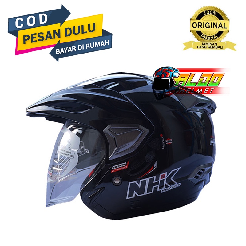 Jual HELM NHK PREDATOR CRYPTON SOLID BLACK DOFF | Helm NHK DOUBLE VISOR ...