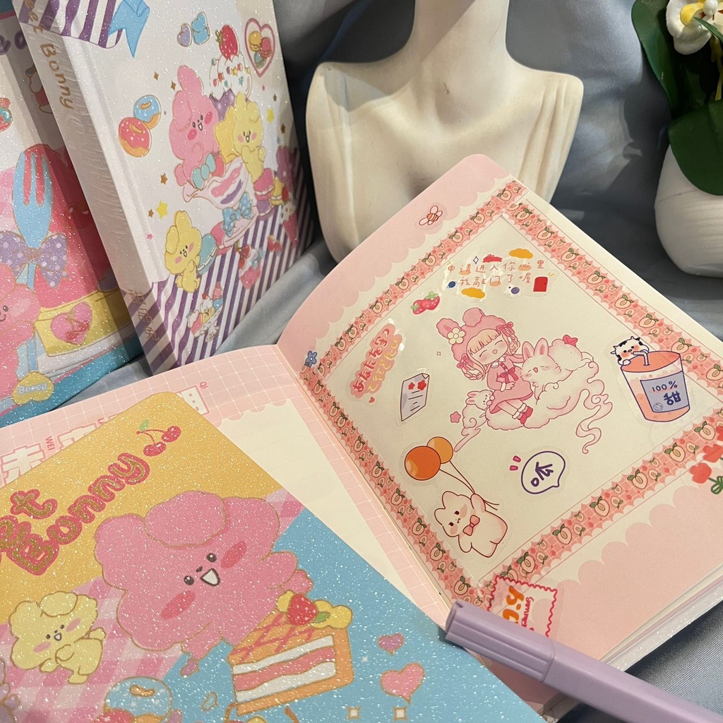 Jual Buku catatan A5 sweet bunny - PINK BIRU UNGU RANDOM - diary harian ...