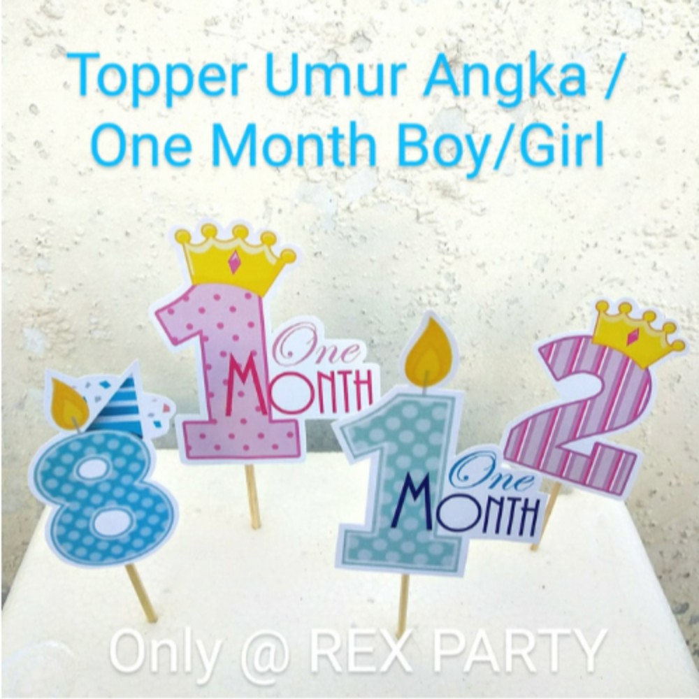 Jual Topper Kue Angka Umur/Cake Topper Birthday Number Candle/One Month ...