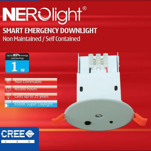 Jual Lampu Downlight Emergency NERO SMART EMERGENCY LED DOWNLIGHT - 1W | Shopee Indonesia