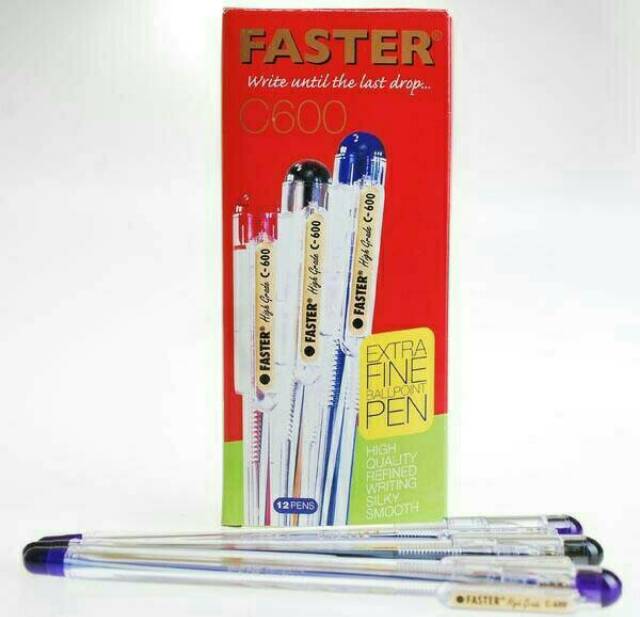Jual Ballpoint /Pulpen Faster C600 , 0.7mm isi 12 pcs | Shopee Indonesia