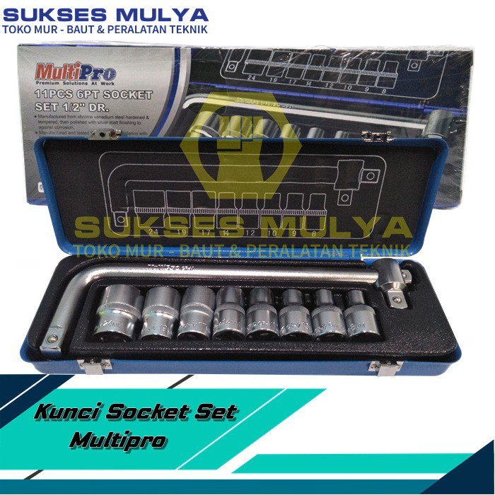 Jual MULTIPRO Kunci Socket Set 11 pcs 1/2" 6 PT | Shopee Indonesia