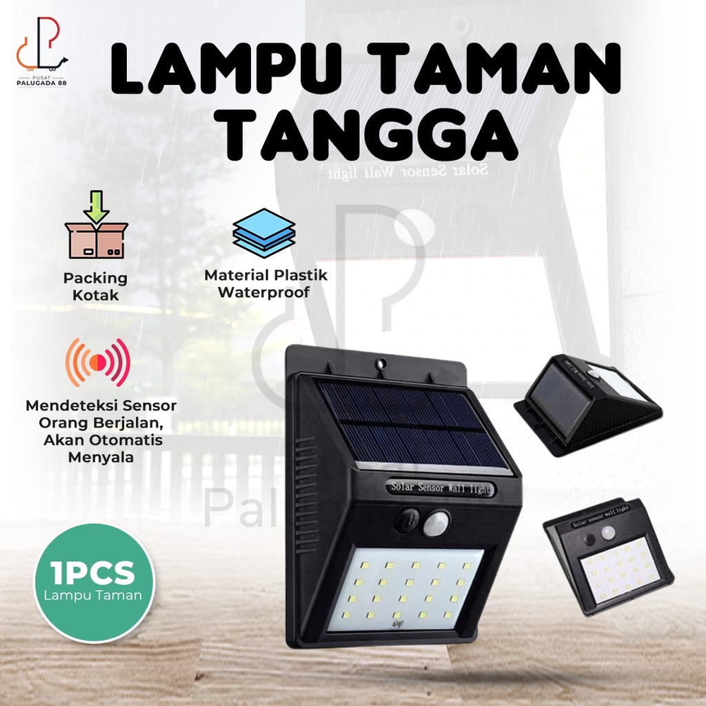 Jual Lampu Taman Dinding Kotak Sensor Solar Tenaga Surya Outdoor 20 LED ...