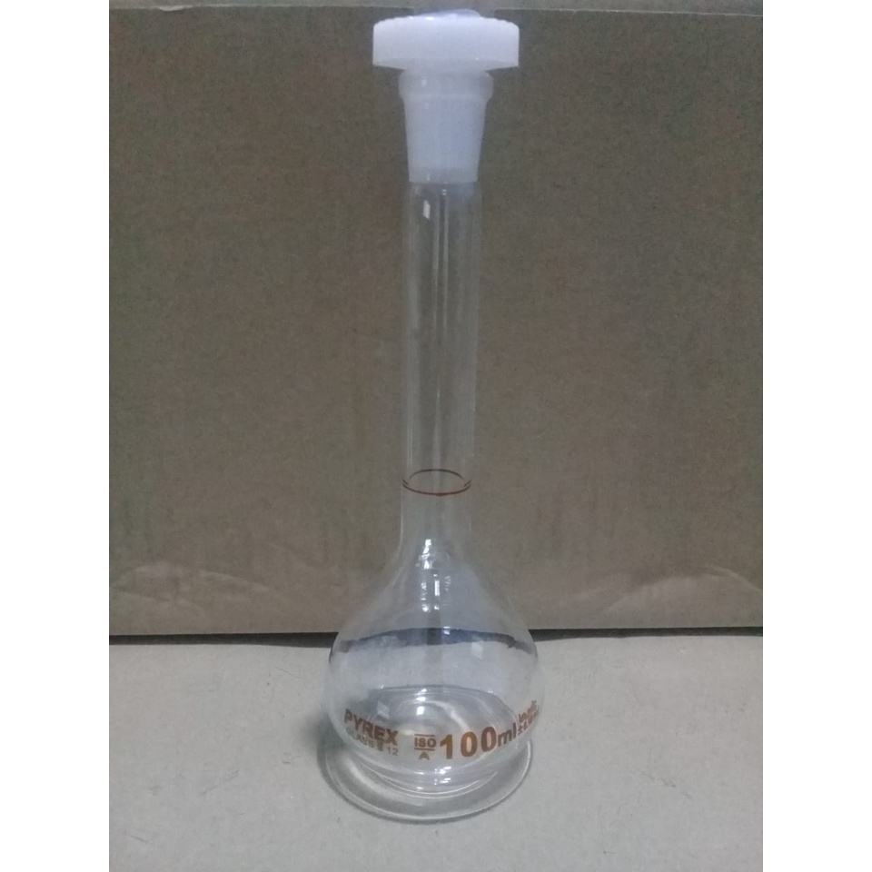 Jual VOLUMETRIC FLASK LABU UKUR, PYREX - RRC Capacity 100 mL, Plastic Stopper, Class A | Shopee ...