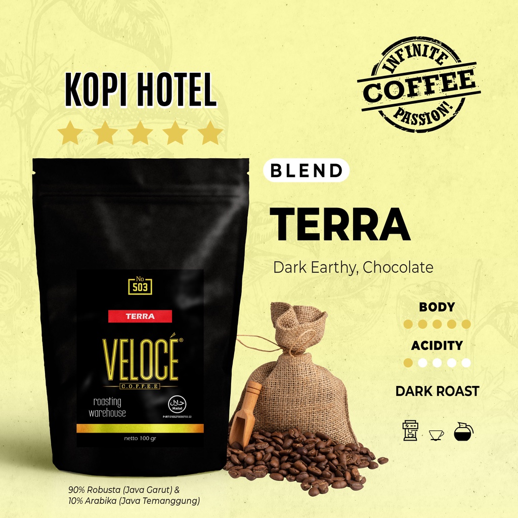 Jual Coffee Beans Veloce Terra 100 gr House Blend Arabica Robusta ...