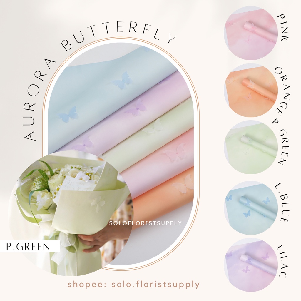 Jual FLOWER WRAPPING AURORA BUTTERFLY KERTAS BUKET MOTIF KUPU 3D CUTE ...