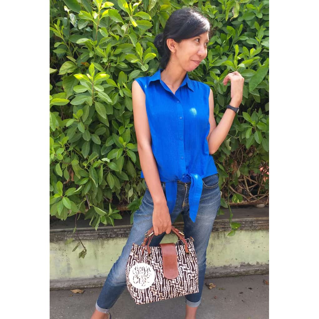 Jual Tas Kulit WB Kerut Lidah Kombinasi Batik | Shopee Indonesia