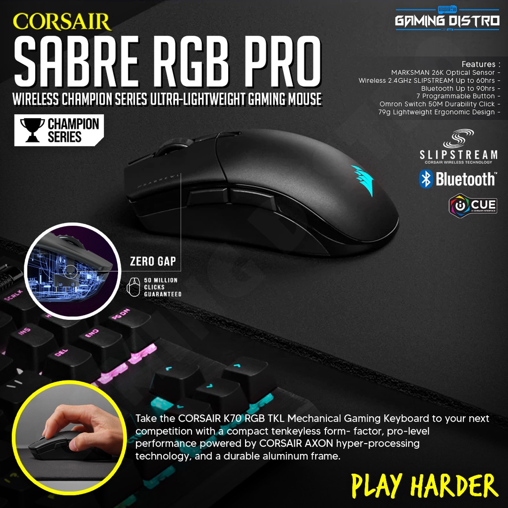 Jual Mouse Gaming Corsair Sabre RGB Pro Wireless Champion Series ...