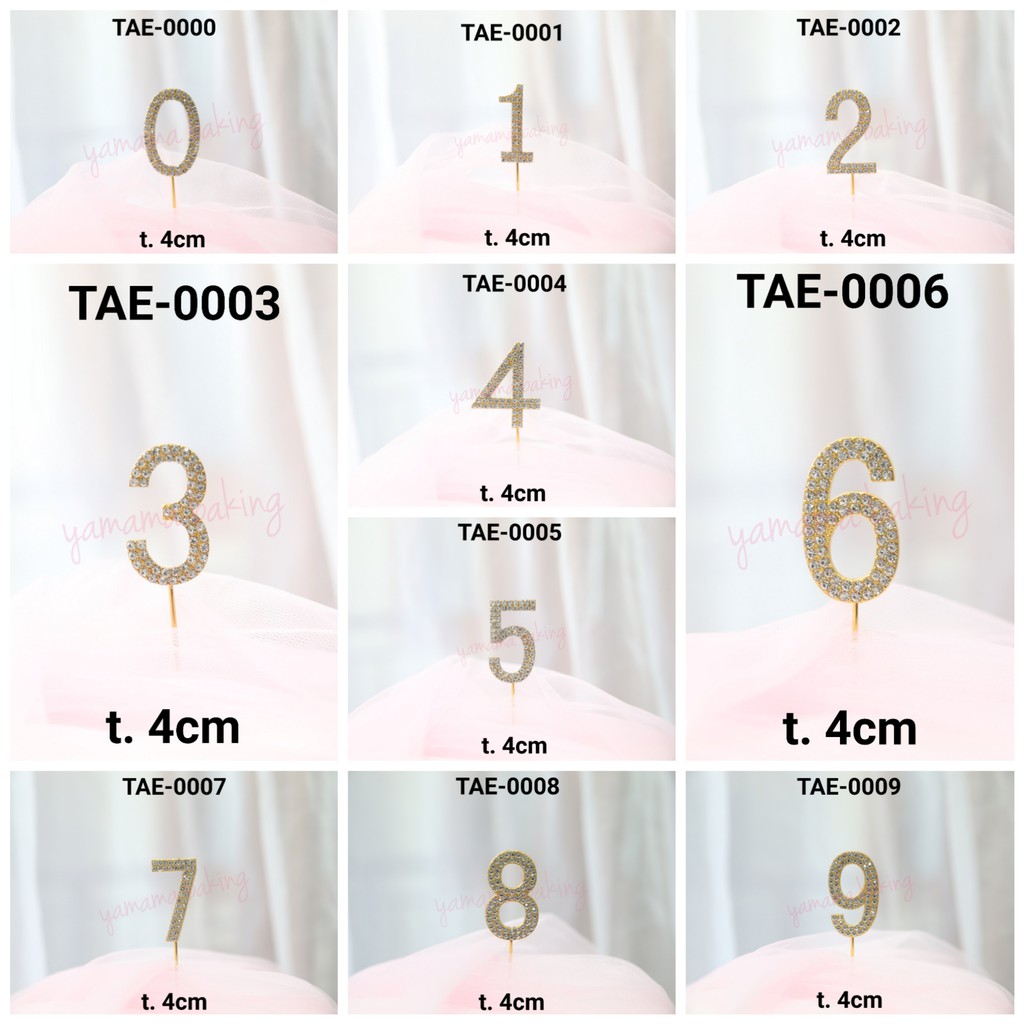Jual GR-TAE Cake topper hiasan kue lilin angka besi berlian kristal ...