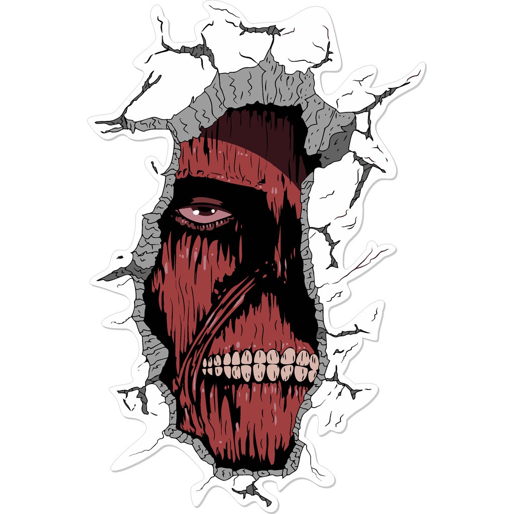 Jual Sticker Attack On Titan Kolosal Titan Mengintip Dinding Anime ...