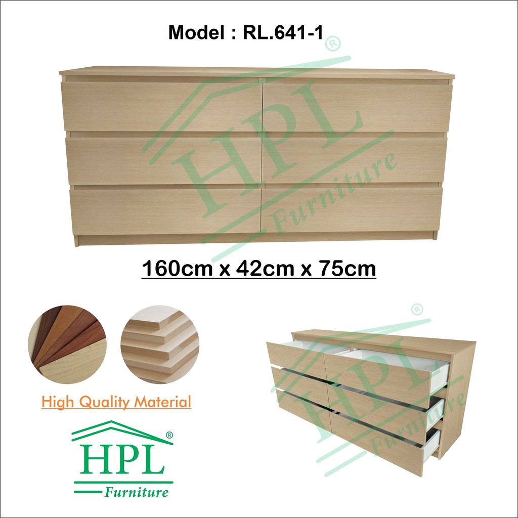 Jual HOMKING Drawer Rak Laci 6 Susun HPL Coklat Muda Motif Kayu ...