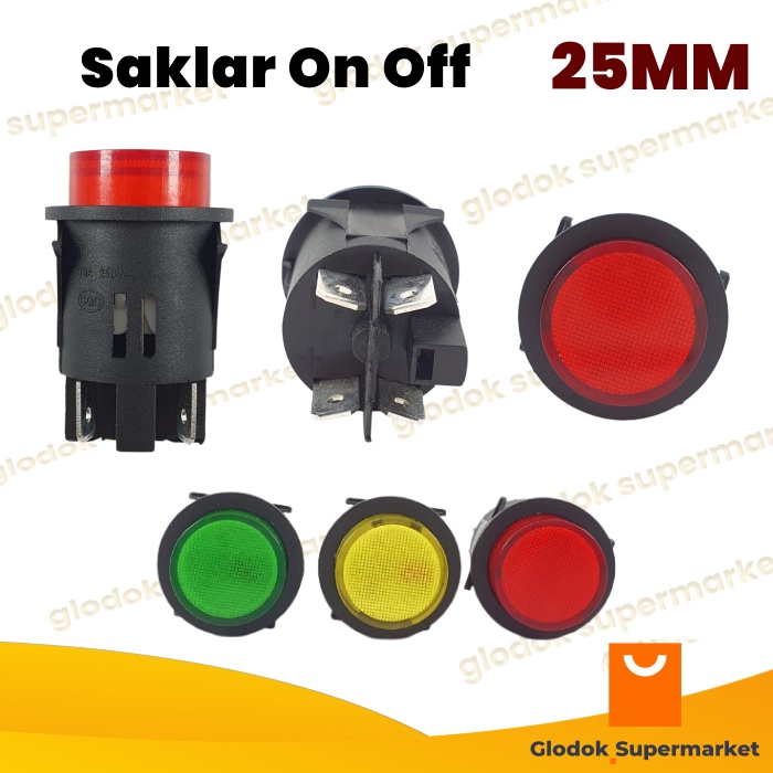 Jual Tombol Power On Off Saklar 25mm Push Button Switch Self Locking | Shopee Indonesia
