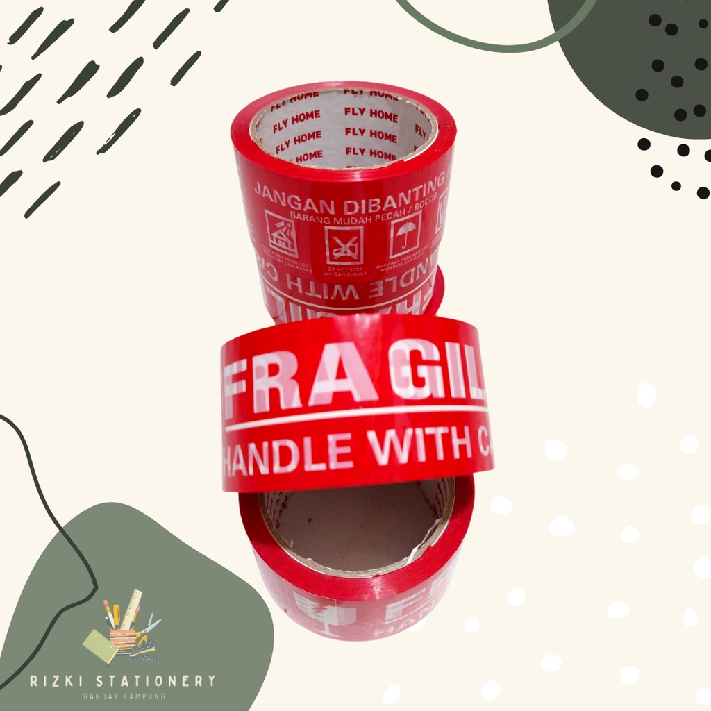 Jual Lakban Fragile Merah / Pecah Belah / Lakban Packing 48 x 72 yard ...