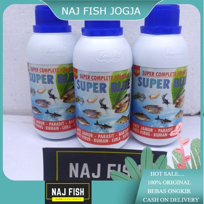 Jual Raid All Super Blue 250ML Basmi Jamur Virus Parasit Luka Kutu Ikan ...