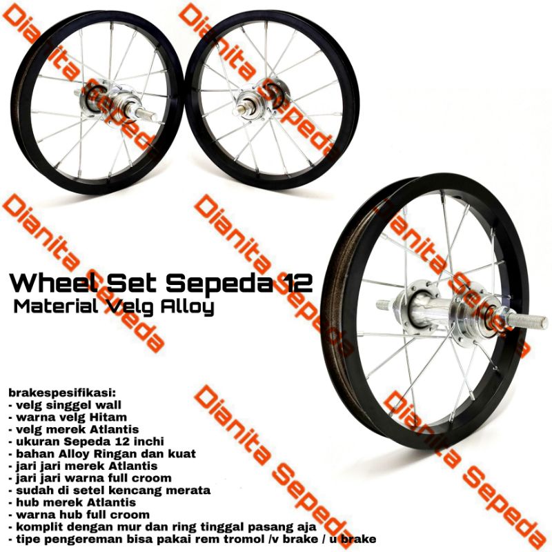 Jual velg sepeda 12 alloy peleg wheel set roda bmx lipat mini push bike ...