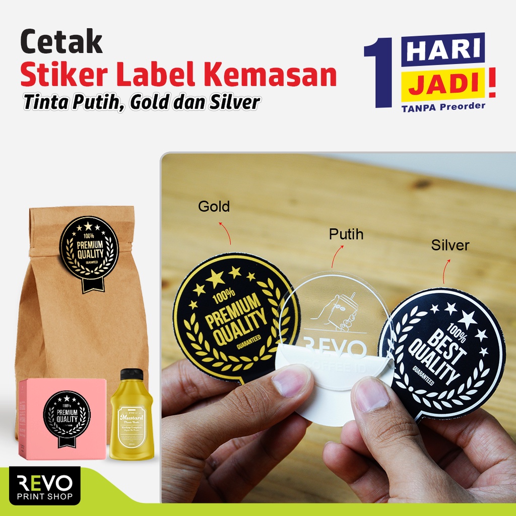 Jual Cetak Stiker Transparant Tinta Gold/Tinta Silver/Tinta Putih Only ...