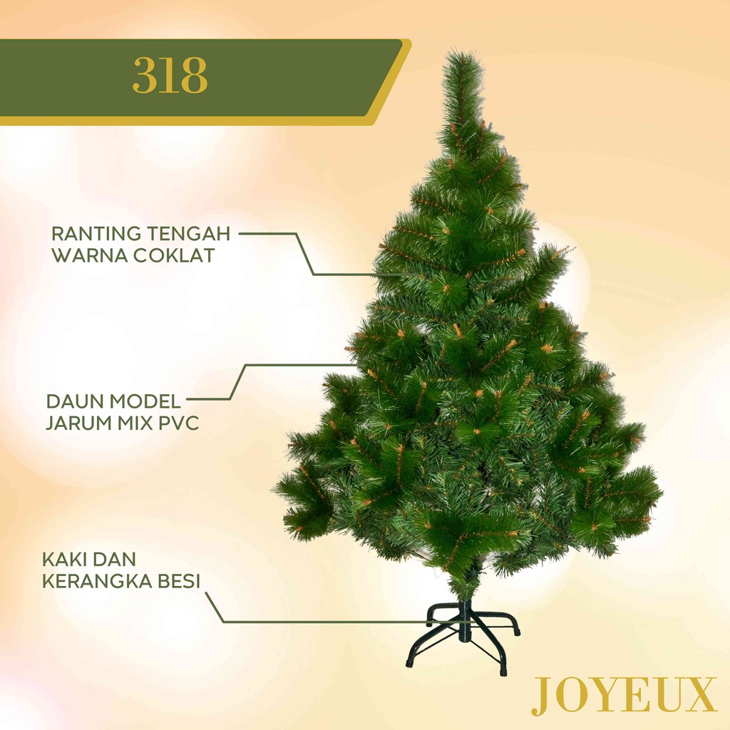 Jual Pohon Natal Hijau Polos Jarum Mix PVC Ranting Coklat 6 Feet/ 180 ...