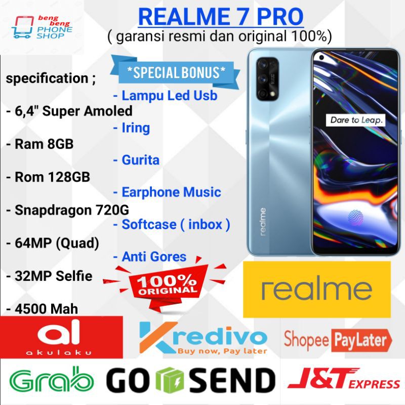 Jual REALME 7 PRO NFC RAM 8GB 128GB GARANSI RESMI - BONUS | Shopee ...