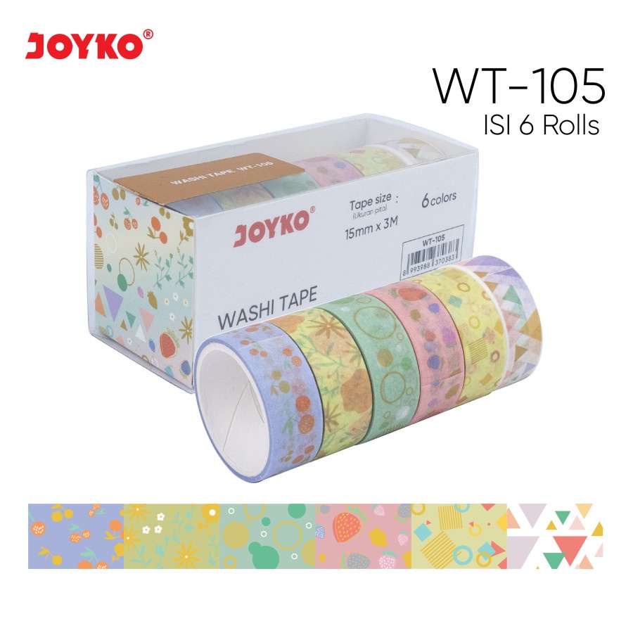 Jual Washi Tape Pita Perekat Selotip Kertas Warna Joyko WT-105 | Shopee ...