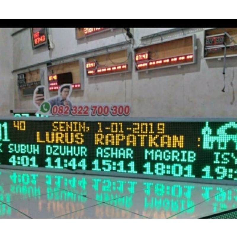 Jual jam digital masjid runing text 200x40cm | Shopee Indonesia
