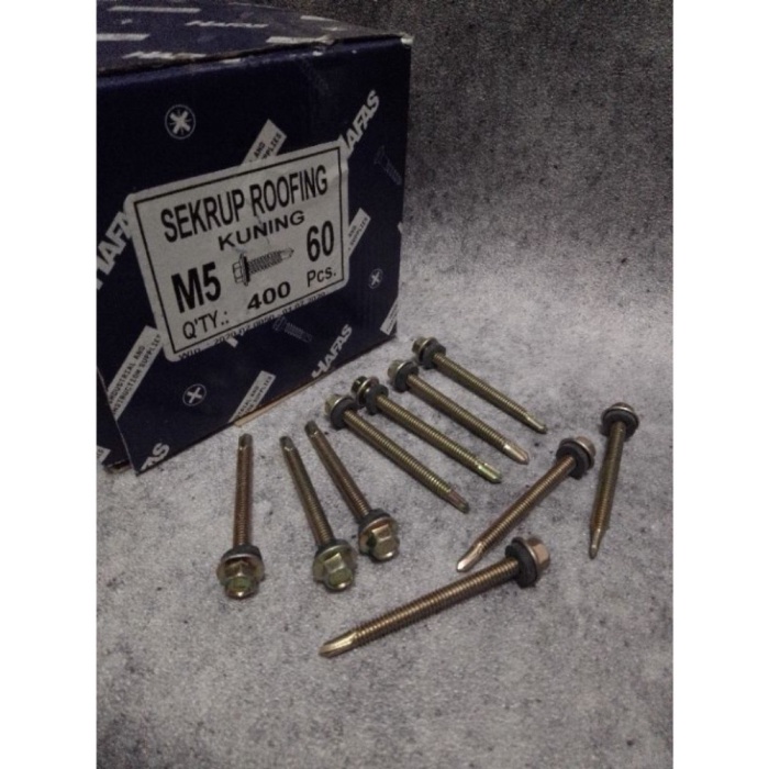 Jual Baut Ruping Skruf roofing Baja Ringan M5 x 60 mm Roofing Self ...
