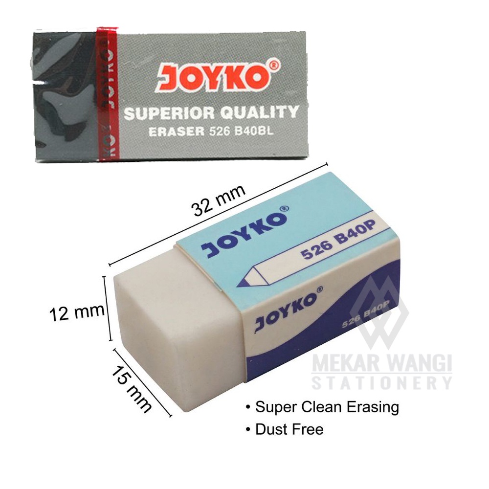 Jual Penghapus pensil Joyko superior quality eraser 526 B40BL Hitam / B40P Putih | Shopee Indonesia