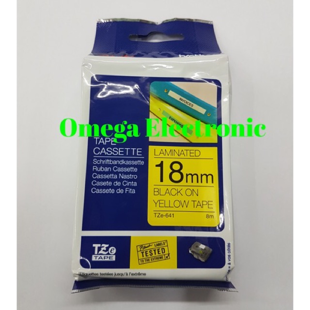 Jual Label Printer Brother Tape TZE 641 TZE-641 Black on Yellow 18MM ...