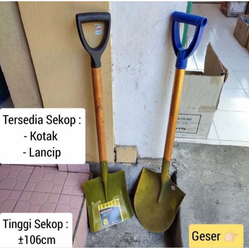 Jual Sekop skop Galian Pasir Semen Kotak Rata Lancip Runcing Gagang ...