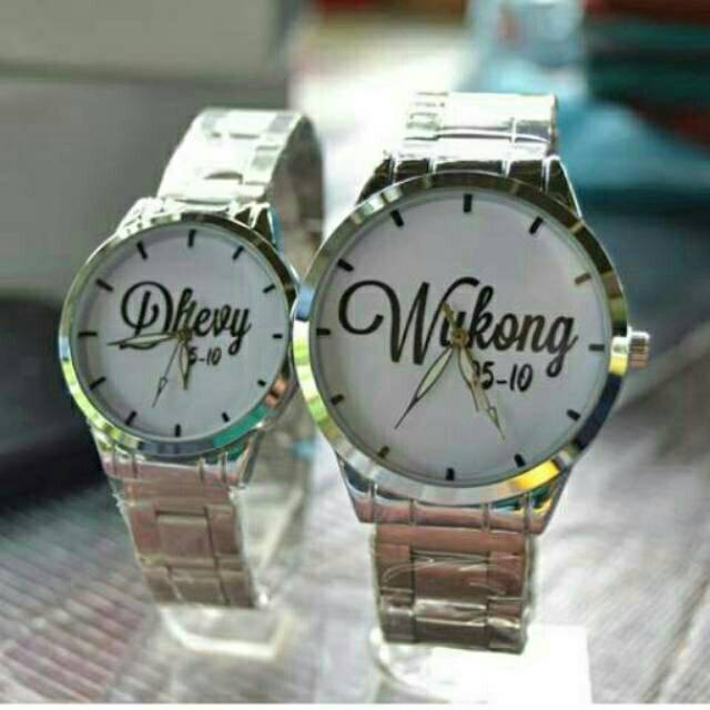 Jual Jam tangan custom/costum couple-Jam rubber jam rantai jam nama jam ...