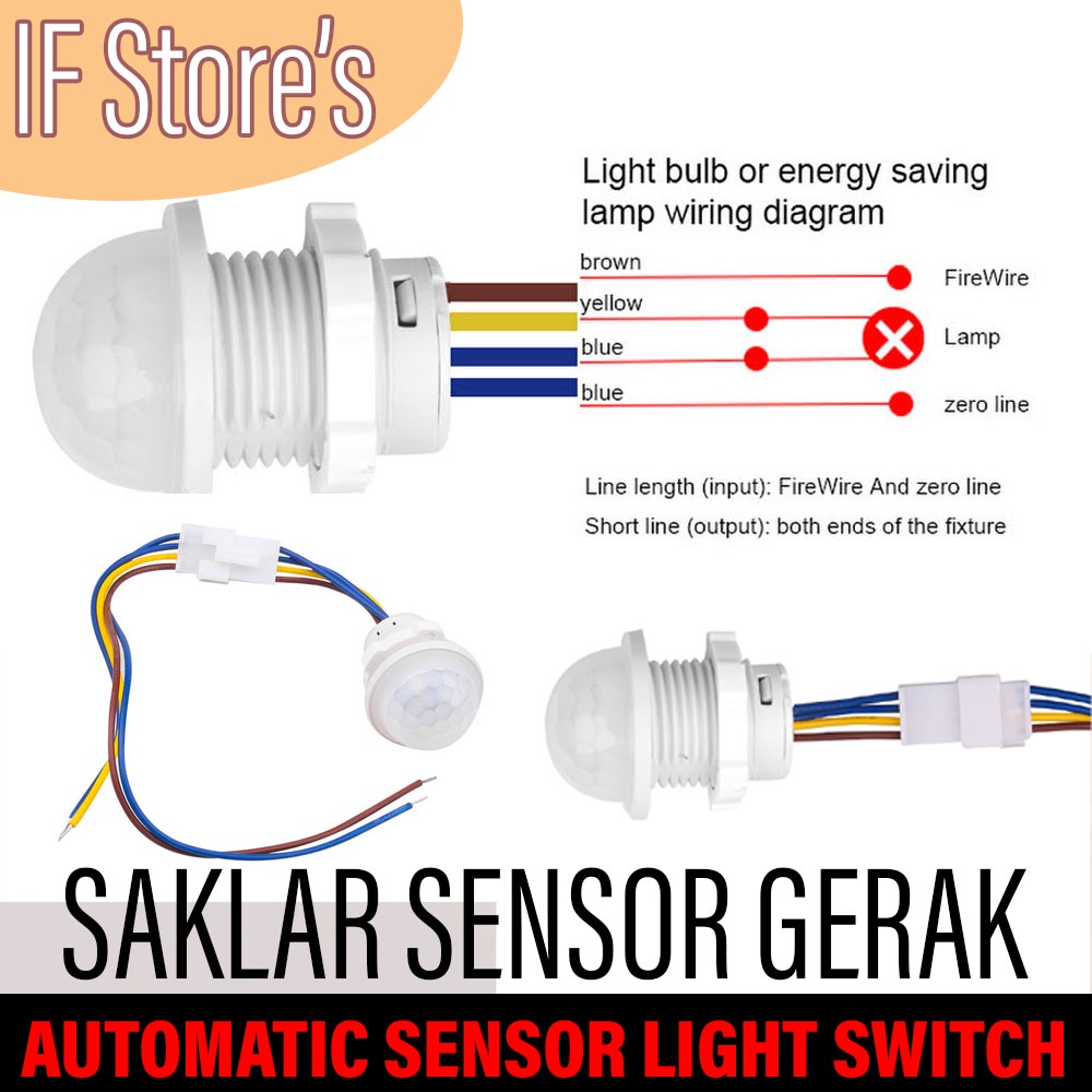 Jual Saklar Lampu Sensor Gerak Pir Automatic On Off Sensor Light