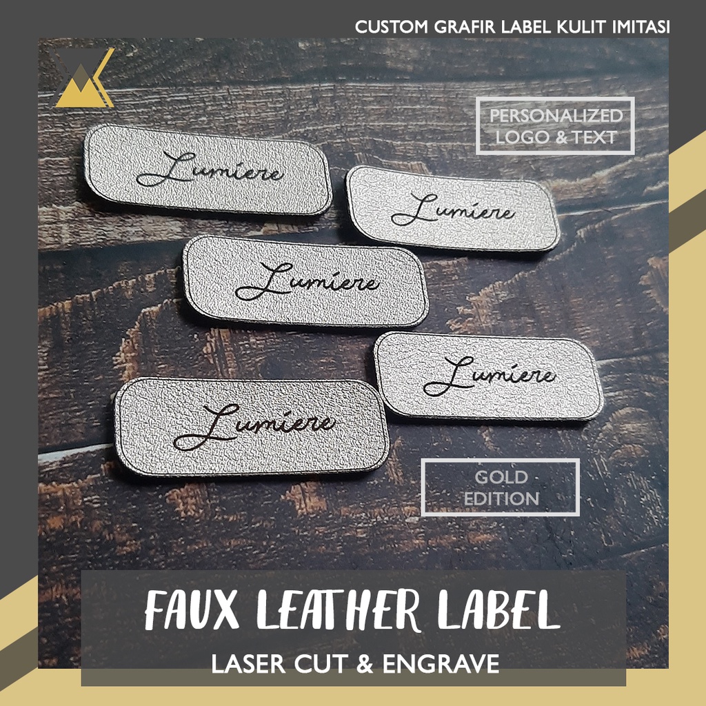 Jual Custom Grafir Label Logo Kulit Imitasi Gold / Emas | Shopee Indonesia