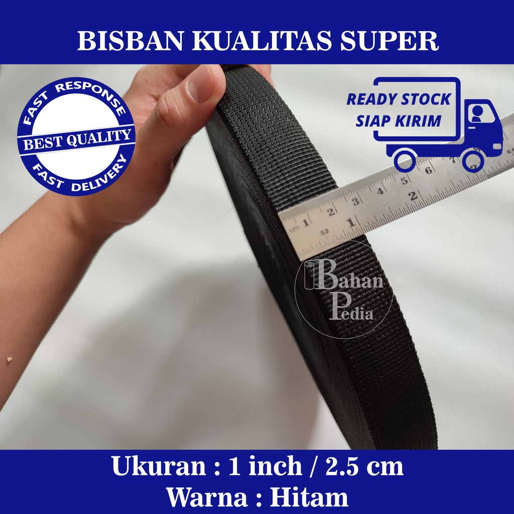 Jual [Roll 45mtr] Webbing Bisban Tali Tebal Super 2,5cm 1inch Hitam | Shopee Indonesia
