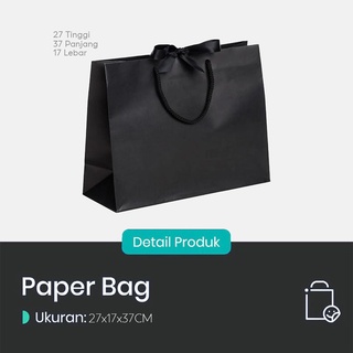 Jual Paper bag hitam besar 27x17x37 cm / Paper bag kado souvenir wedding packing olshop / Papper ...