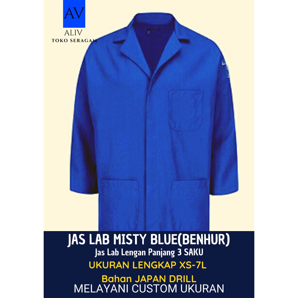 Jual Jas Laboratorium Warna Biru Benhur Premium Japan Drill Ukuran ...