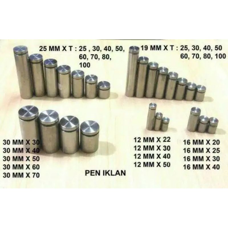 Jual Pen iklan / sign board / baut display kaca , akrilik UK 19 x 30mm ...