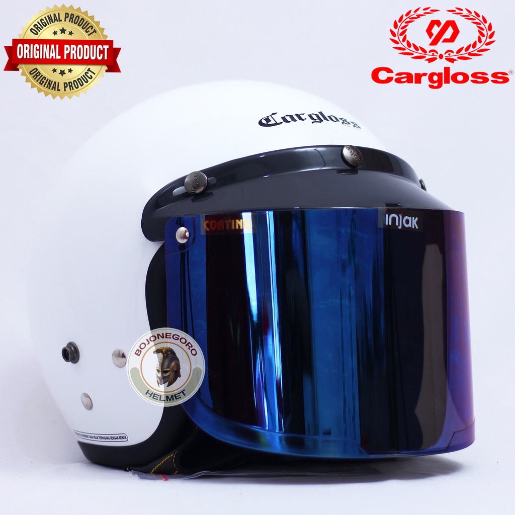 Jual Helm Cargloss Super Whity White Retro Helm Half Face Original ...