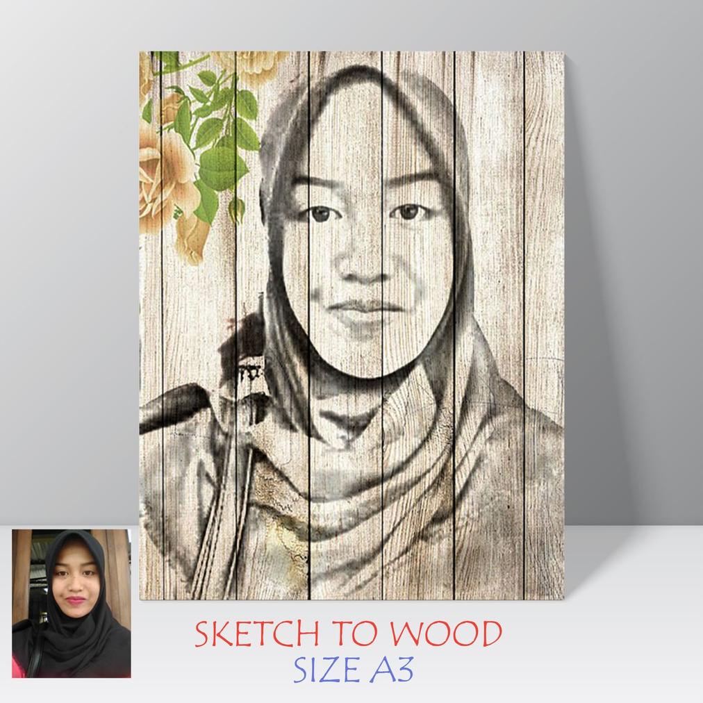 Jual Sketsa Foto CUSTOM Poster Kayu Ukuran Jumbo Ilustrasi Hitam Putih ...