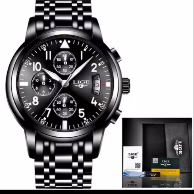 Jual Jam Tangan Pria LIGE Fashion Business Besi tahan karat Tahan air ...