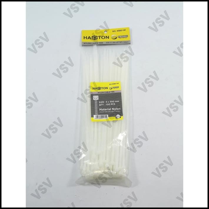 Jual Hasston Prohex Kabel Ties 5X300Mm Putih 4580-141 Nylon Cable Ties ...