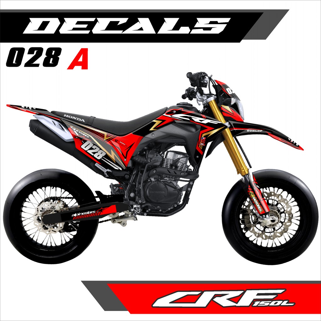 Jual Decal Sticker CRF 150L -Dekal Stiker Fullbody CRF 150 L Design Garis Gold Elegan Kombinasi ...