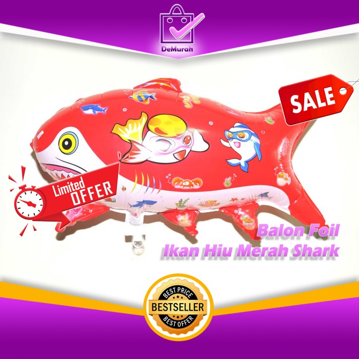 Jual Balon Foil Ikan Hiu Merah Shark 0435 | Shopee Indonesia