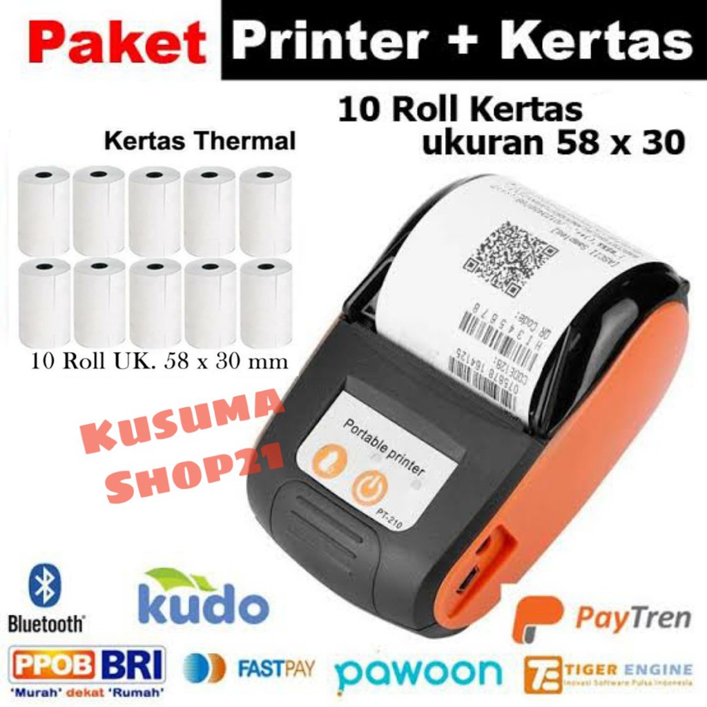Jual Termurah GOOJPRT POS Bluetooth Thermal Receipt Printer 58mm - JP-PT210 - Black/Orange ...