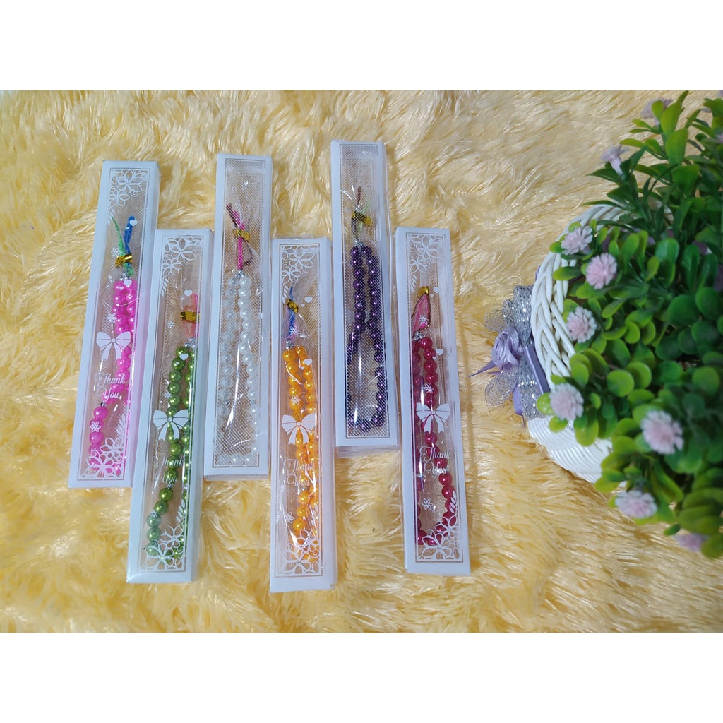 Jual SOUVENIR TASBIH MUTIARA 33 BUTIR KEMAS MIKA PLASTIK PLUS KARTU ...