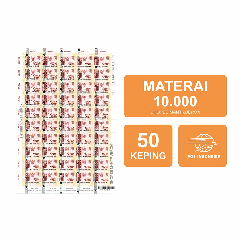 Jual Materai 10000 Meterai Tempel 10.000 Sepuluh Ribu Rupiah Asli ...