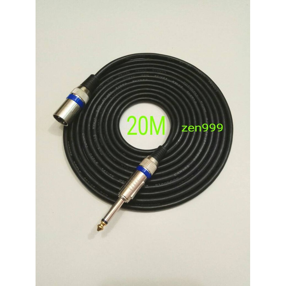 Jual kabel mic/kabel XL male 3 pin to jack akai mono 6.5mm 20 meter ...