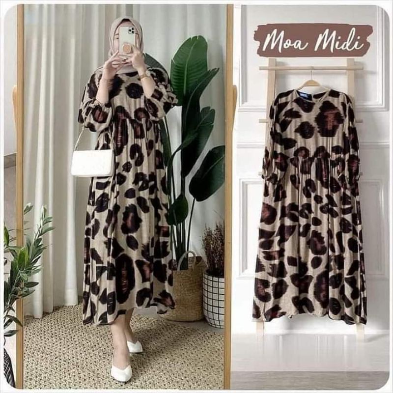 Jual HOMEYDRESS RAYON LEOPARD // MOA MIDIDRESS MACAN | Shopee Indonesia